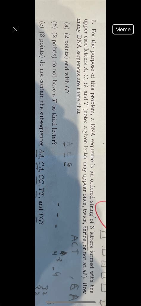 Solved ξ0For the purpose of this problem a DNA sequence is Chegg