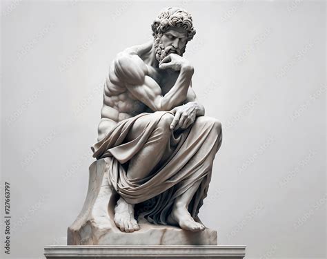 Marble Statue Of An Ancient Greek Philosopher Thinking Digital Art