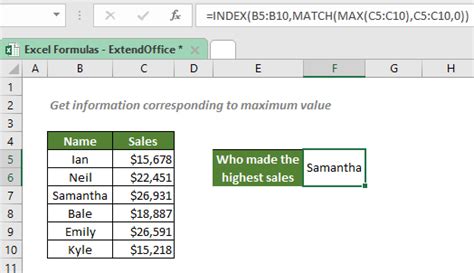 get information corresponding to maximum value