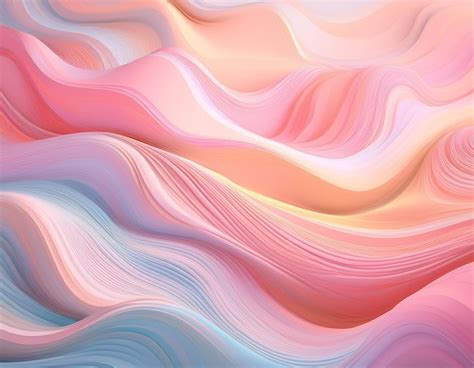 Pastel Soft Waves In Abstract Fluid Design Gentle Calming Background With Flowing Smooth