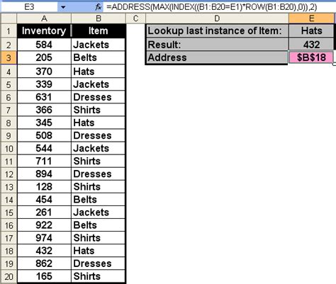 Toms Tutorials For Excel Lookup And Address Of The Last Instance