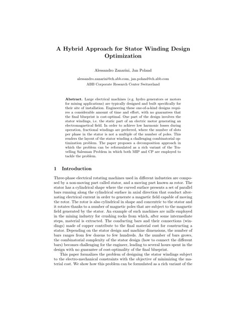 pdf a hybrid approach for stator winding design optimization