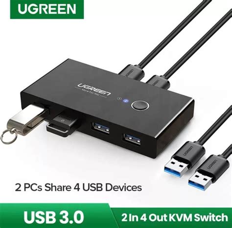 Ugreen รุ่น 30768 Hub Usb3 0 Switch Selector 4port 2computers Peripheral Switcher Adapter Hub