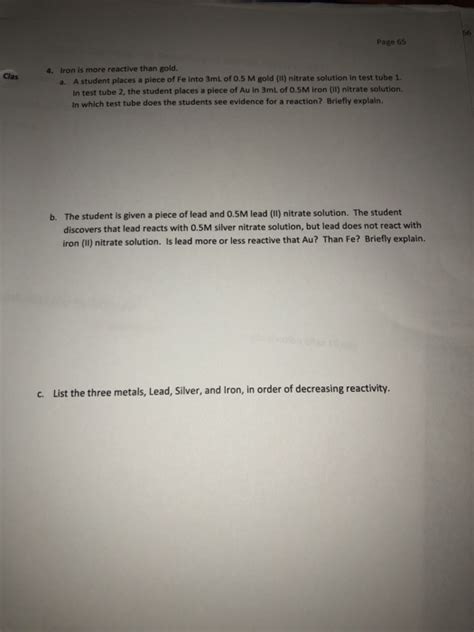 Solved Lab 7 Exploring The Reactivity Of Metals Background