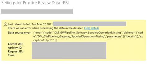 pbi service dataset refresh error dm gwpipeline microsoft
