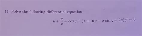 Solved Hello I Need Help With This Differential Equation Chegg
