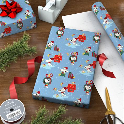 Peanuts® Snoopy And Woodstock On Blue Jumbo Christmas Wrapping Paper