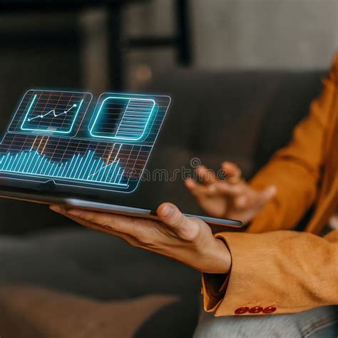 holographic data interface with futuristic floating charts display