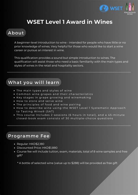 Detailed Information Of Wset Courses