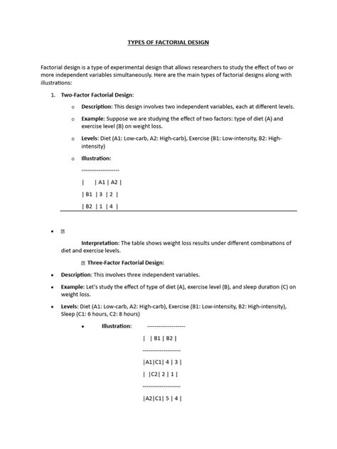 Types Of Factorial Design Pdf