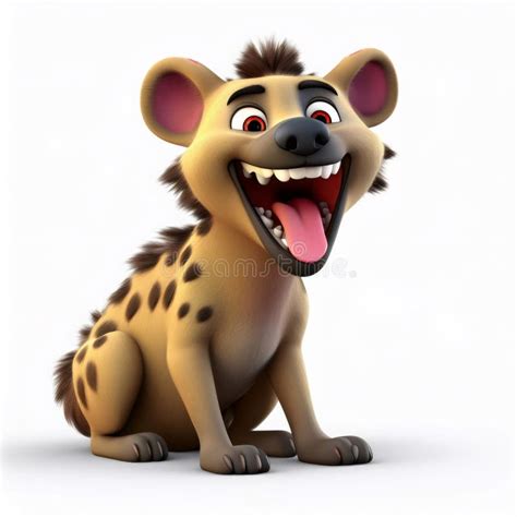 Cartoon Hyena Laughing Wildly Tongue Out Digital 3d Rendering Against