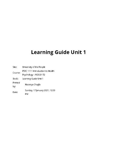 Learning Guide Unit 1 Lecture Notes 1 Learning Guide Unit 1 Site