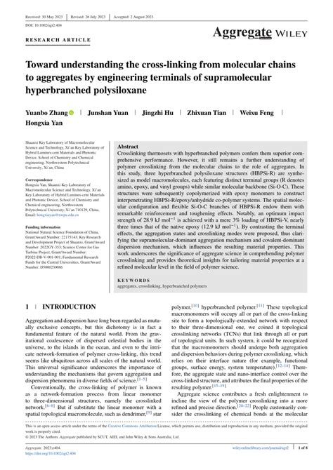 Pdf Toward Understanding The Cross‐linking From Molecular Chains To Aggregates By Engineering