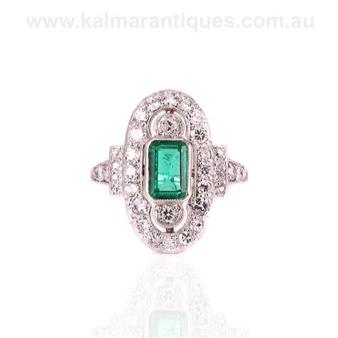 Art Deco Era Emerald And Diamond Ring Made In The 1930s