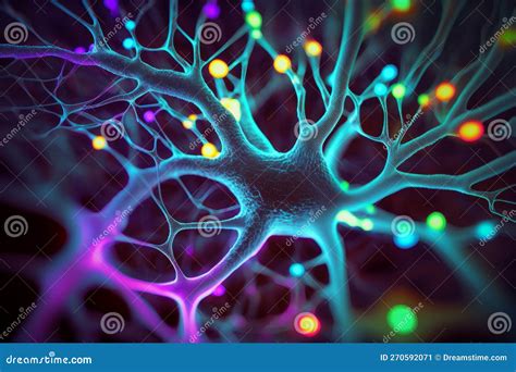 Synaptic Connections in Neon Light: Close-Up View on Neural Synapse Network, Generative Ai Stock ...
