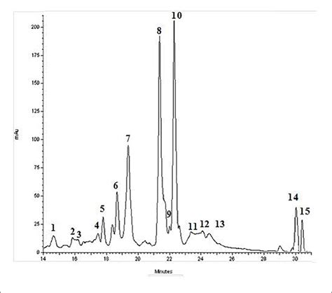 Typical Hplc Dad Chromatograms Of Bje Recorded At 278 Nm Uv Vis