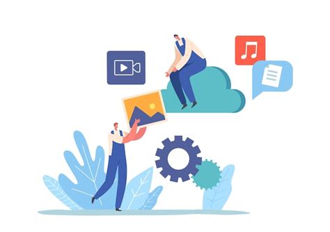 Premium Vector Data Storage Recovery And Backup Concept Workers Characters Restore Media Files