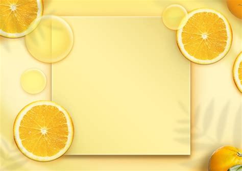 Premium Photo Yellow Background With A Lemon Slice