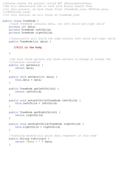 Solved Please Create The Project Called Bst