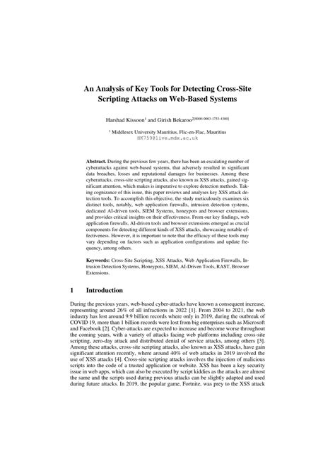 Pdf An Analysis Of Key Tools For Detecting Cross Site Scripting