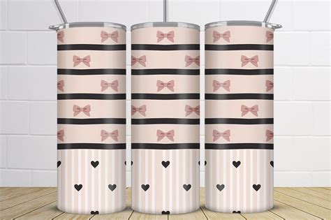 Cute Pink Bow Pattern Tumbler Wrap Graphic By Jafor Art · Creative Fabrica