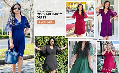 Ouges Women Floral Lace Wrap V Neck Half Sleeve Elegant