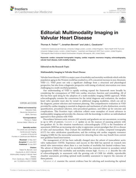 Pdf Editorial Multimodality Imaging In Valvular Heart Disease