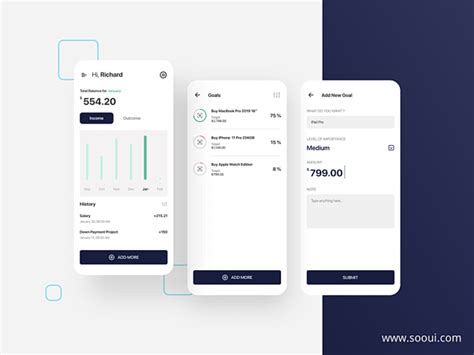 财务管理应用程序 保存你的钱ui设计作品app设计app界面首页素材资源模板下载