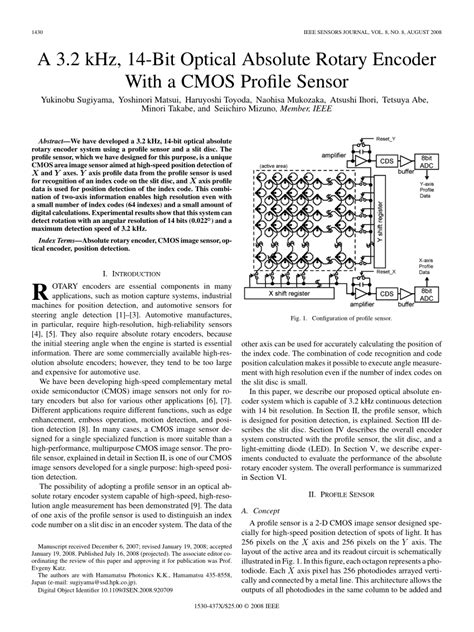 Pdf A 32 Khz 13 Bit Optical Absolute Rotary Encoder With A Cmos Profile Sensor