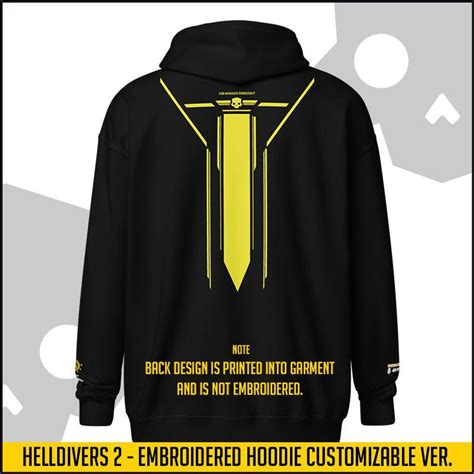 Helldivers 2 For Freedom Embroidered Customizable Ver Zip Hoodie