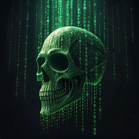 Matrix Code Ascii A Skull Is Formed From A Cascade Of Green Matr Illustration  Free