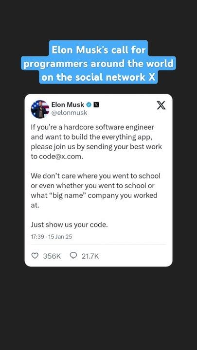 Elon Musks Call For Programmers Around The World On The Social Network
