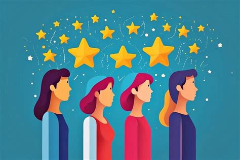 People Hold Stars Above Their Heads Feedback Consumer Or Customer