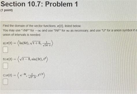 solved find the domain of the vector functions r t listed