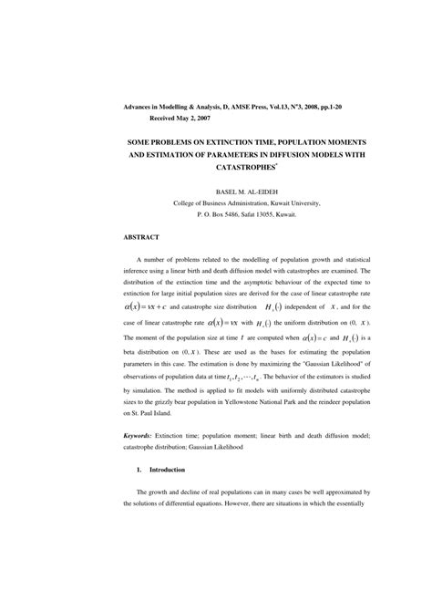Pdf Some Problems On Extinction Time Population Moments And