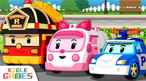 폴리 구조대와 기차놀이해요 로보카폴리 영어놀이 칙칙폭폭 경찰차 구급차 소방차 중장비 폴리스 엠뷸런스 영어게임 숫자놀이 어린이영어 키글 게임 Kigle