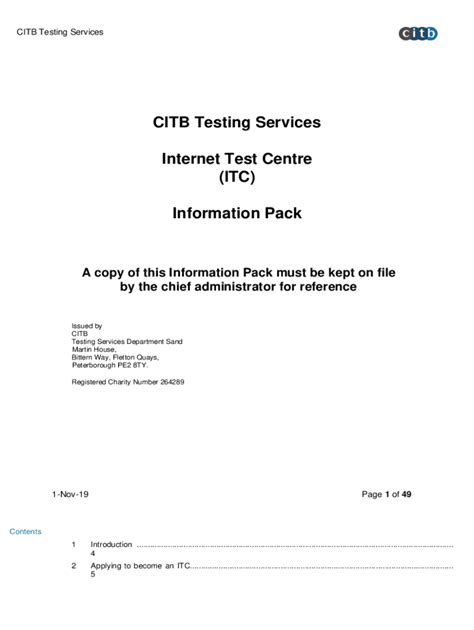 Fillable Online Citb Testing Services Internet Test Centre Itc Fax Email Print Pdffiller