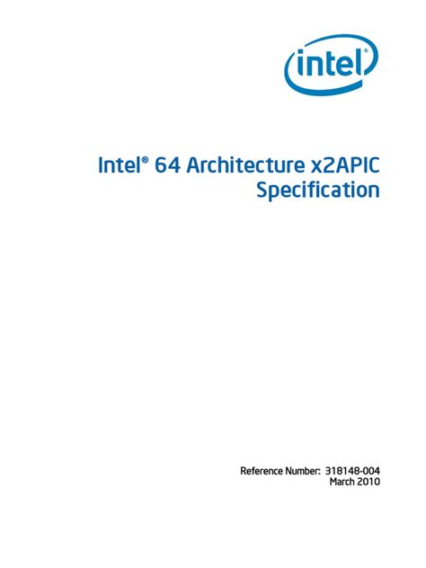 Intel® 64 Architecture X2apic Specification Pdf Intel X86 Architecture