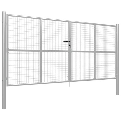Vidaxl Mesh Garden Gate Outdoor Entrance Fence Door Barrier Galvanized