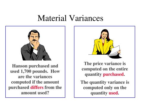 PPT Material Variances PowerPoint Presentation Free Download ID
