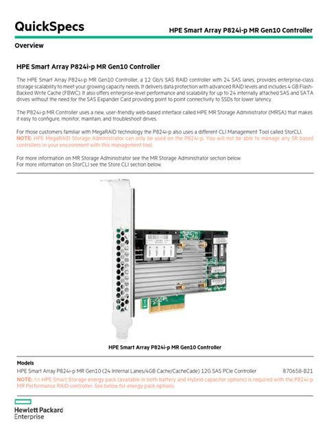 Hpe Smart Array P824i P Mr Gen10 Controller A00037242enw Pdf