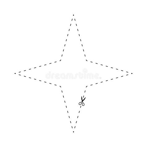scissors on dashed line star shape dash line and scissors dash