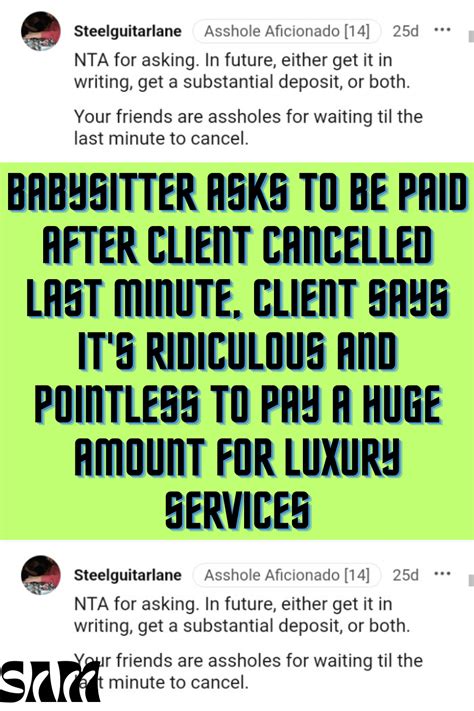 Babysitter Asks To Be Paid After Client Cancelled Last Minute Client