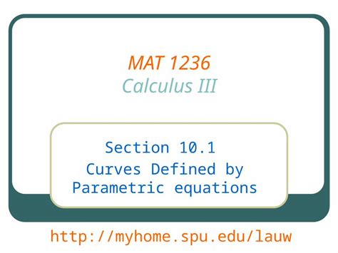 Pptx Mat 1236 Calculus Iii Section 101 Curves Defined By Parametric