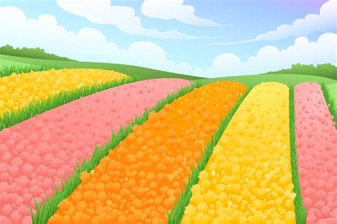 그라데이션 꽃밭 배경 무료 벡터