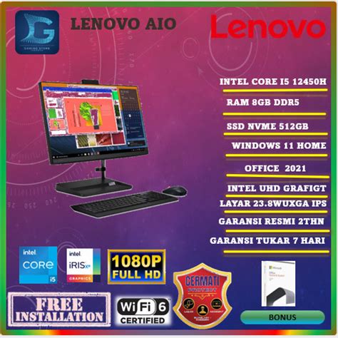 Jual Pc Lenovo Aio Ideacentre I H Gb Gb W Ohs Fhd Ips Blk Kxid Jakarta