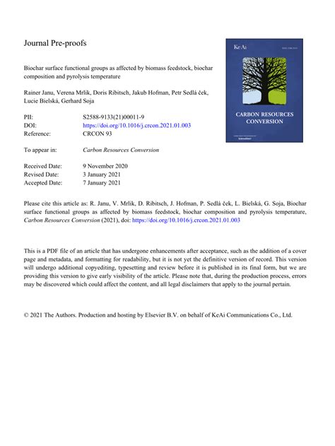 Pdf Biochar Surface Functional Groups As Affected By Biomass