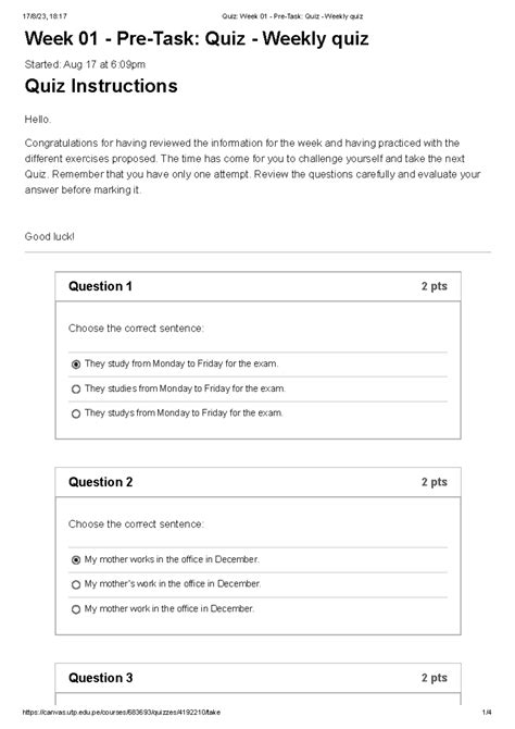 Quiz Week Pre Task Quiz Weekly Quiz Week Pre Task Quiz Weekly Quiz Started Aug