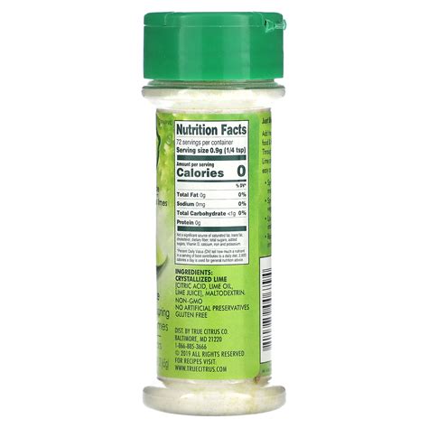 True Citrus True Lime Crystallized Lime 229 Oz 65 G
