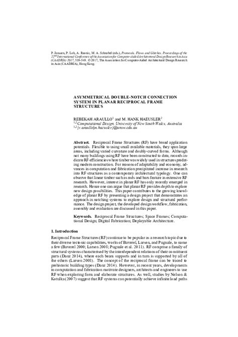 Pdf Asymmetrical Double Notch Connection System In Planar Reciprocal